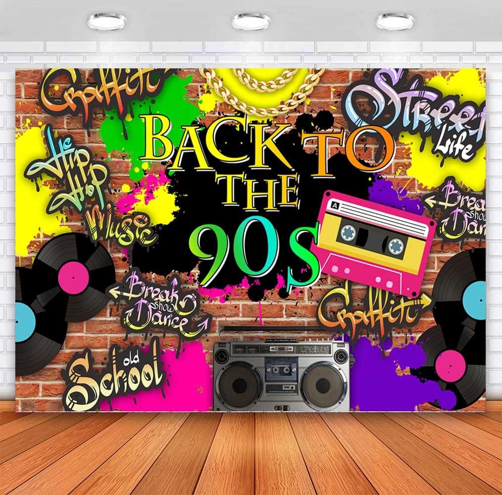 Amazon.com : Sensfun Back to The 90s Backdrop Hip Hop Graffiti Brick ...