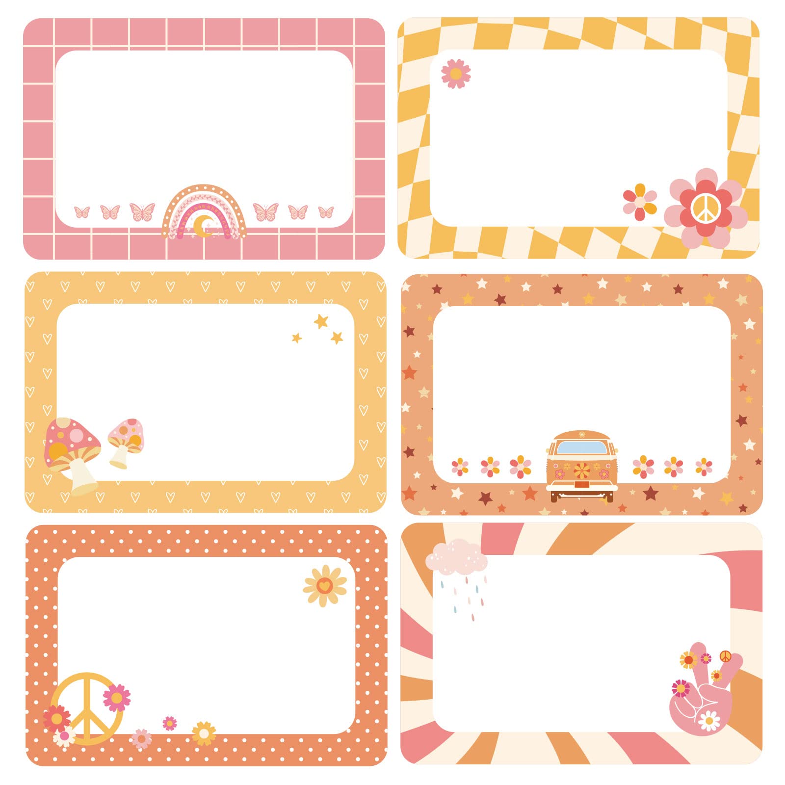 Amazon.com: AnyDesign 180Pcs Groovy Name Tags Stickers Rainbow ...