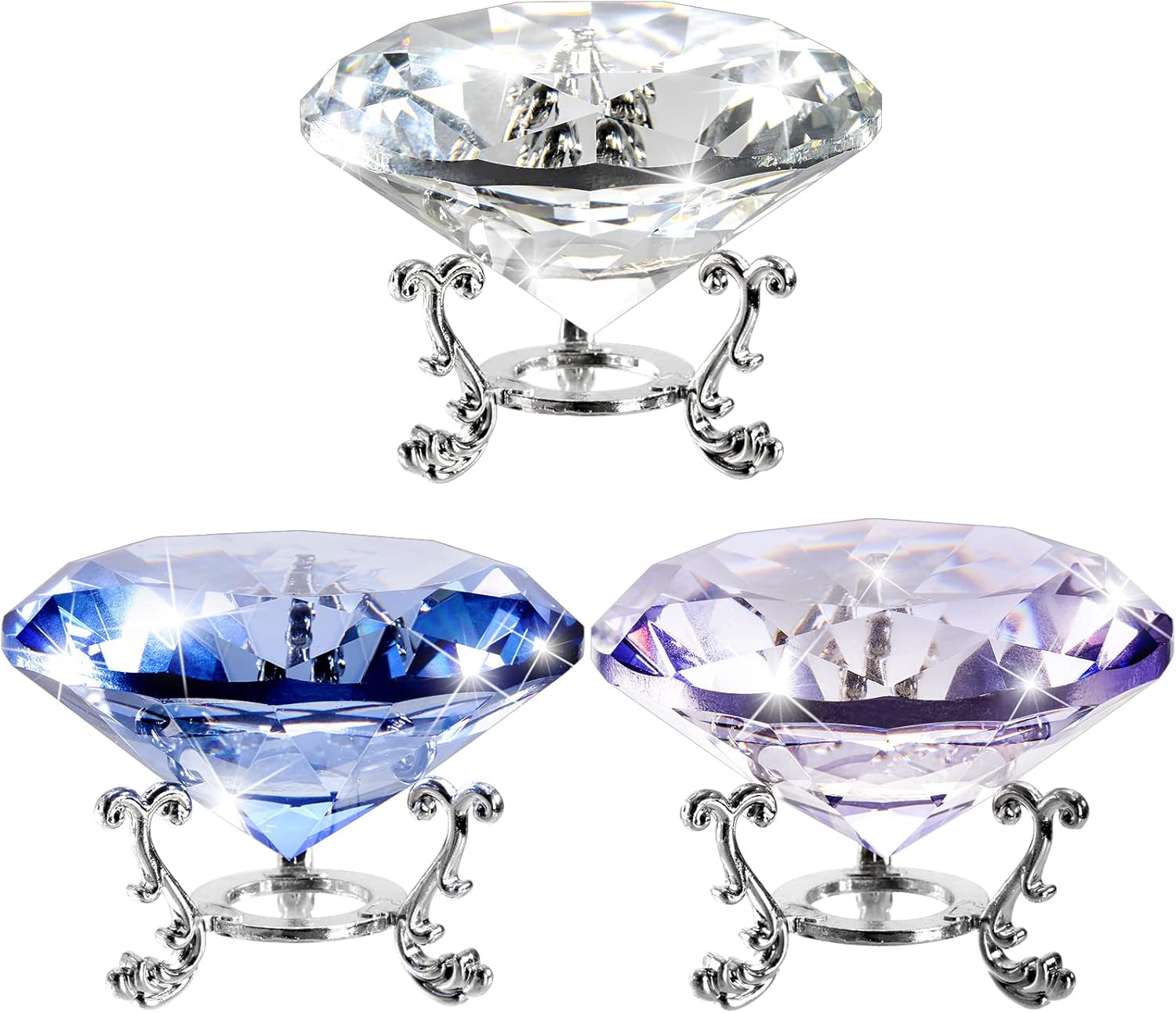 Amazon.com: Nicunom 3 Pack Large Crystal Diamond Paperweight with Stand ...