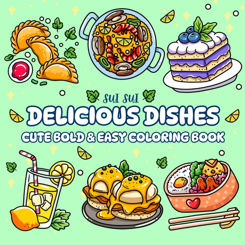Amazon.com: Delicious Dishes - Cute Bold & Easy Coloring Book: For ...