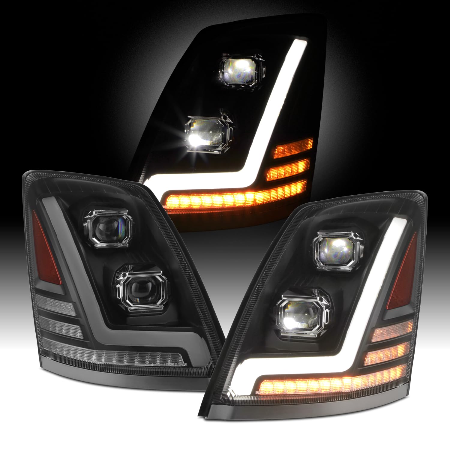 Amazon.com: AKKON - Fit 2004-2017 Volvo VNL [Full LED DRL Dual Lens ...