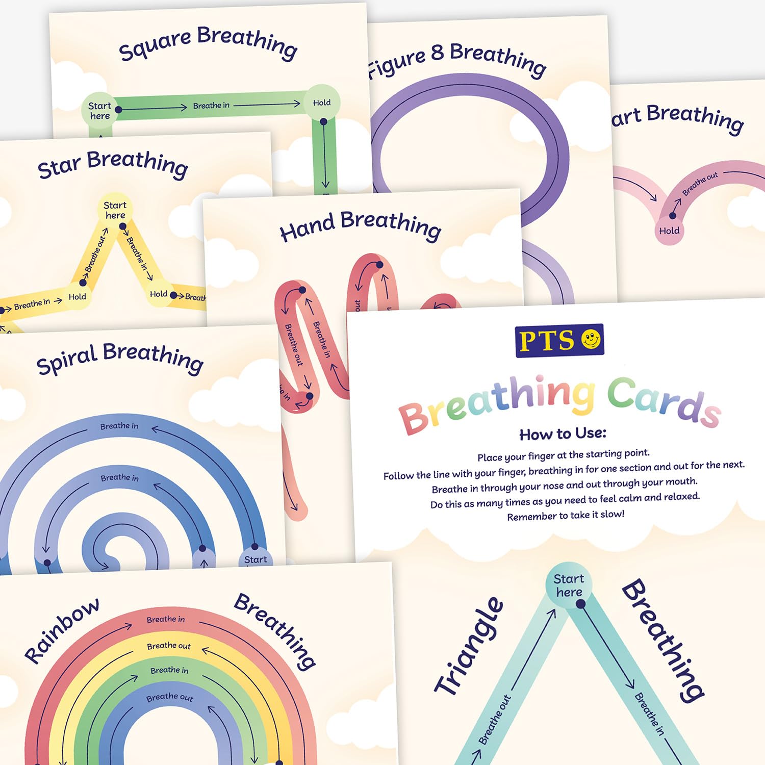 8 Finger Tracing Breathing Cards Mindfulness Anxiety Stress Childrens ...