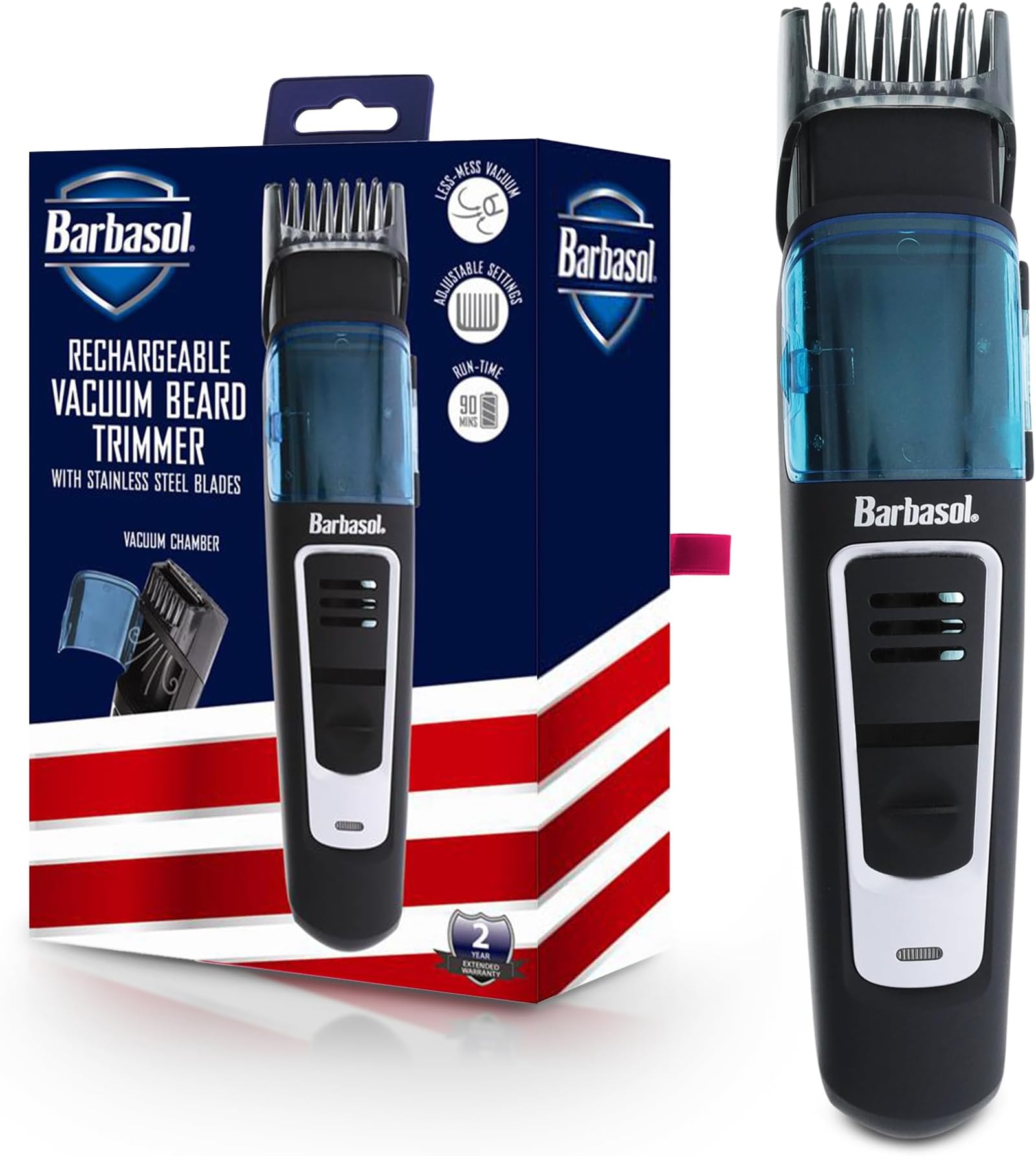 Amazon.com: Barbasol Vacuum Trimmer for Men, Cordless Vacuum Beard ...