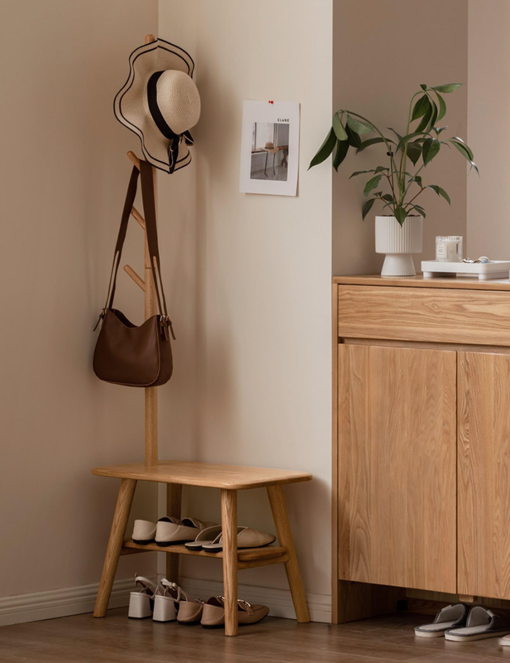 Amazon.com: Wayshome Solid Wood Shoe Changing Bench + Coat Rack - Foyer ...