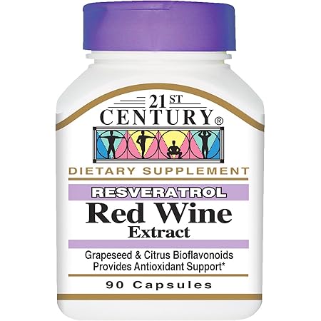 Amazon.com: 21st Century, Resveratrol Red Wine Extract, 90 Capsules ...