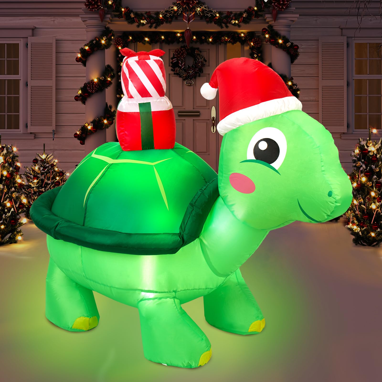 Amazon.com: Shappy 4.9 ft Huge Christmas Inflatable Decoration Turtle ...