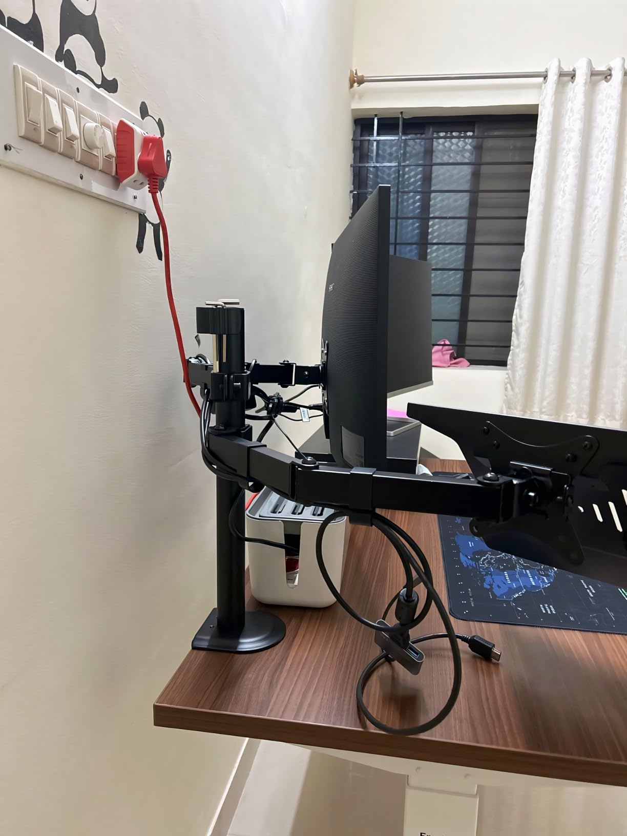 Lions Head Monitor Stand with Laptop Tray Monitor arm Long Pole ,Dual ...