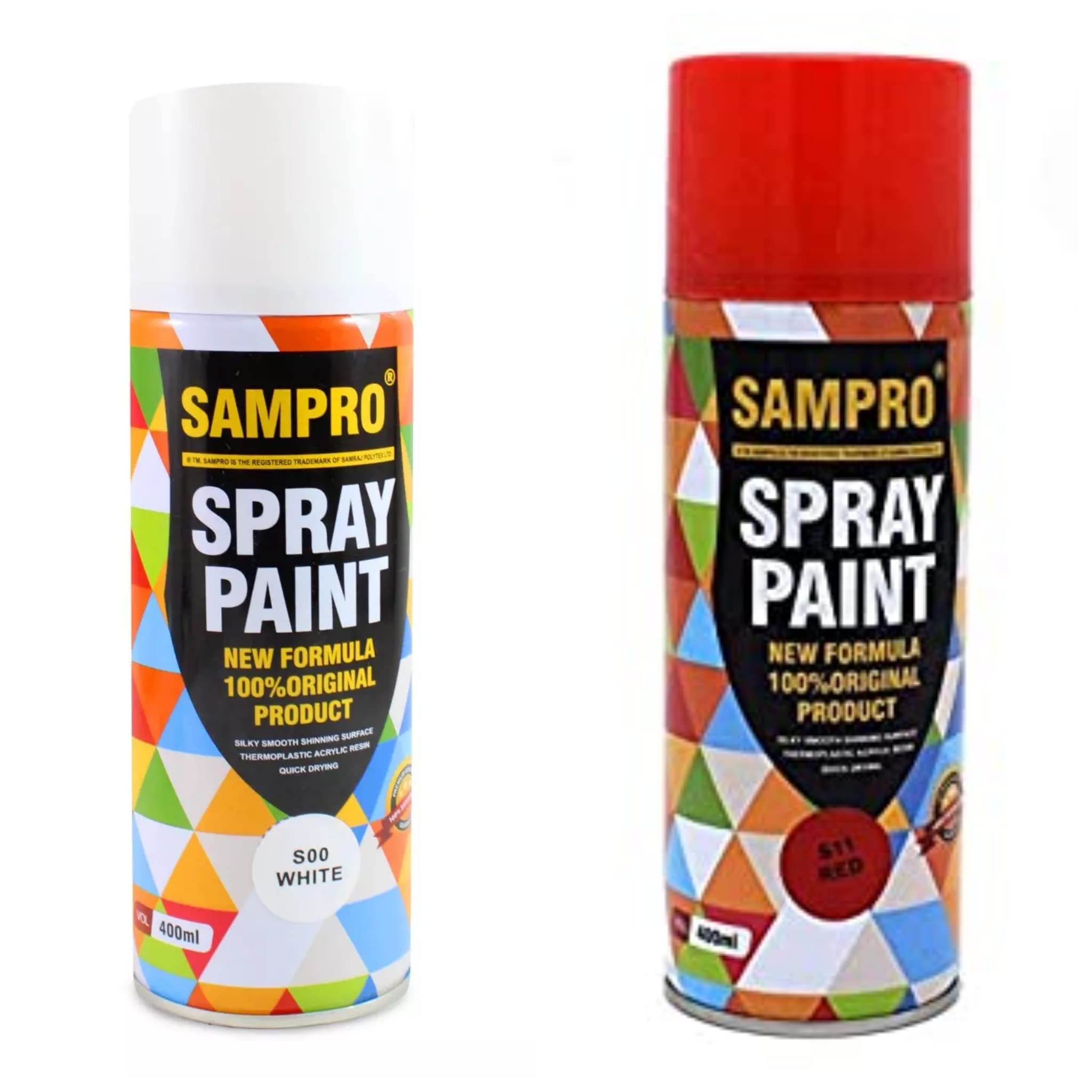Sampro Aerosol Multipurpose White Spray Paint and Red Spray Paint Can ...