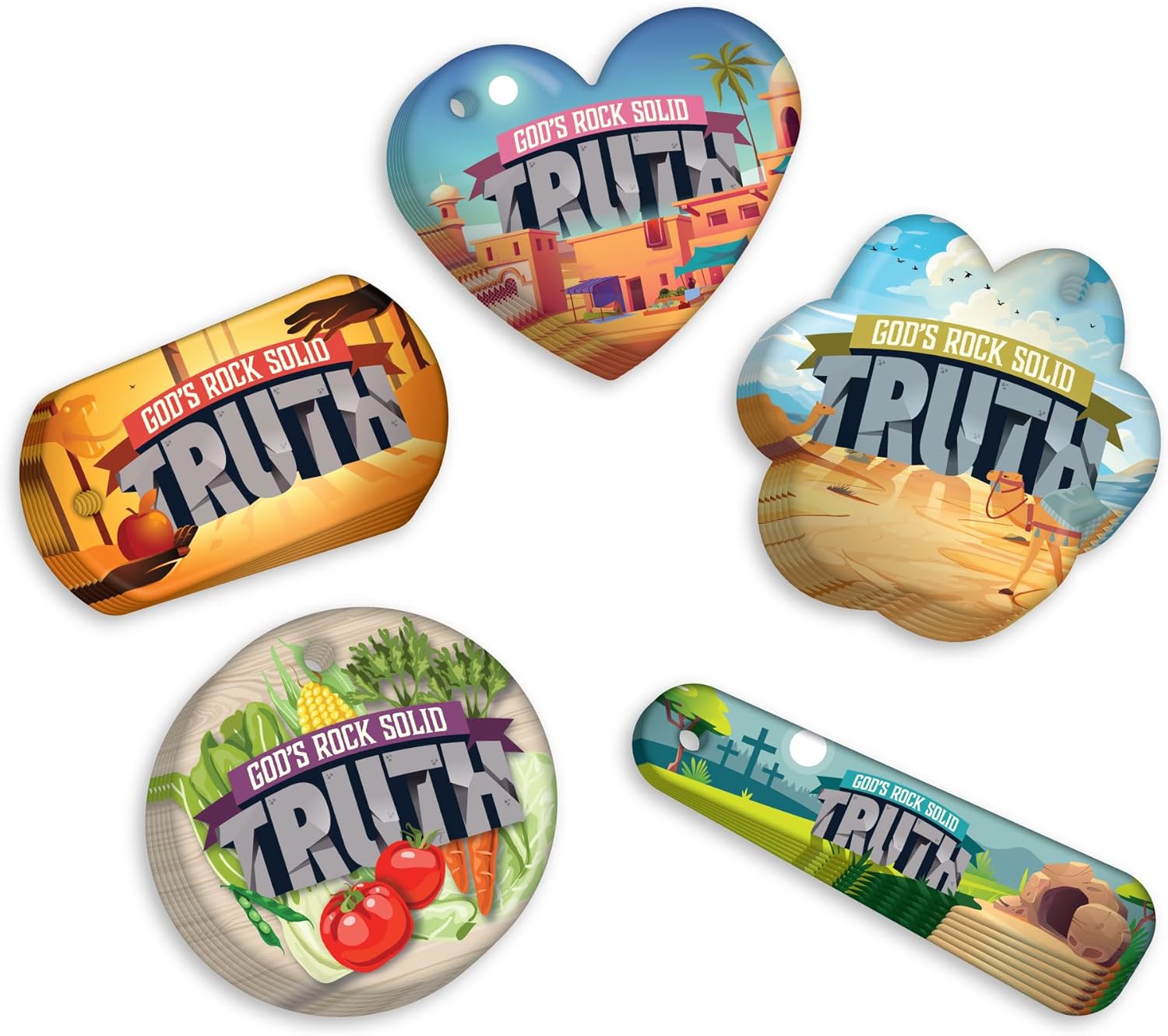 Amazon.com : 2024 VBS (Vacation Bible School) God's Rock Solid Truth Brag Tag Value Pack: 100 ...