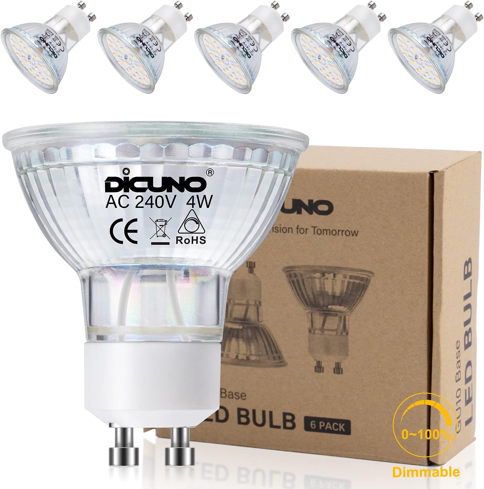 FEILEMAN GU10 LED Bulb Spotlight, 5W LED Light Bulbs (50W Equivalent ...