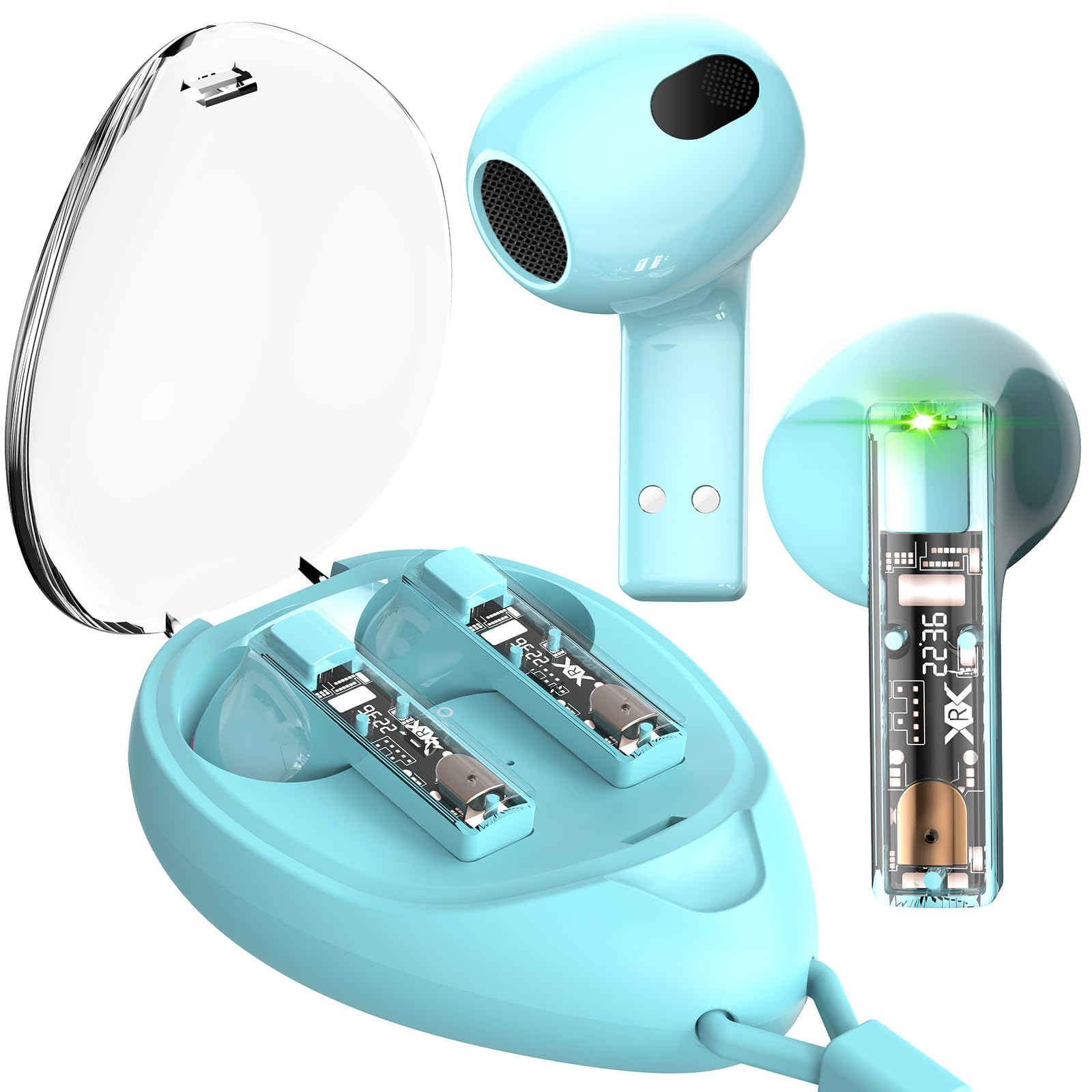 Amazon.com: aigo True Wireless Earbuds with Transparent Case and Neck ...