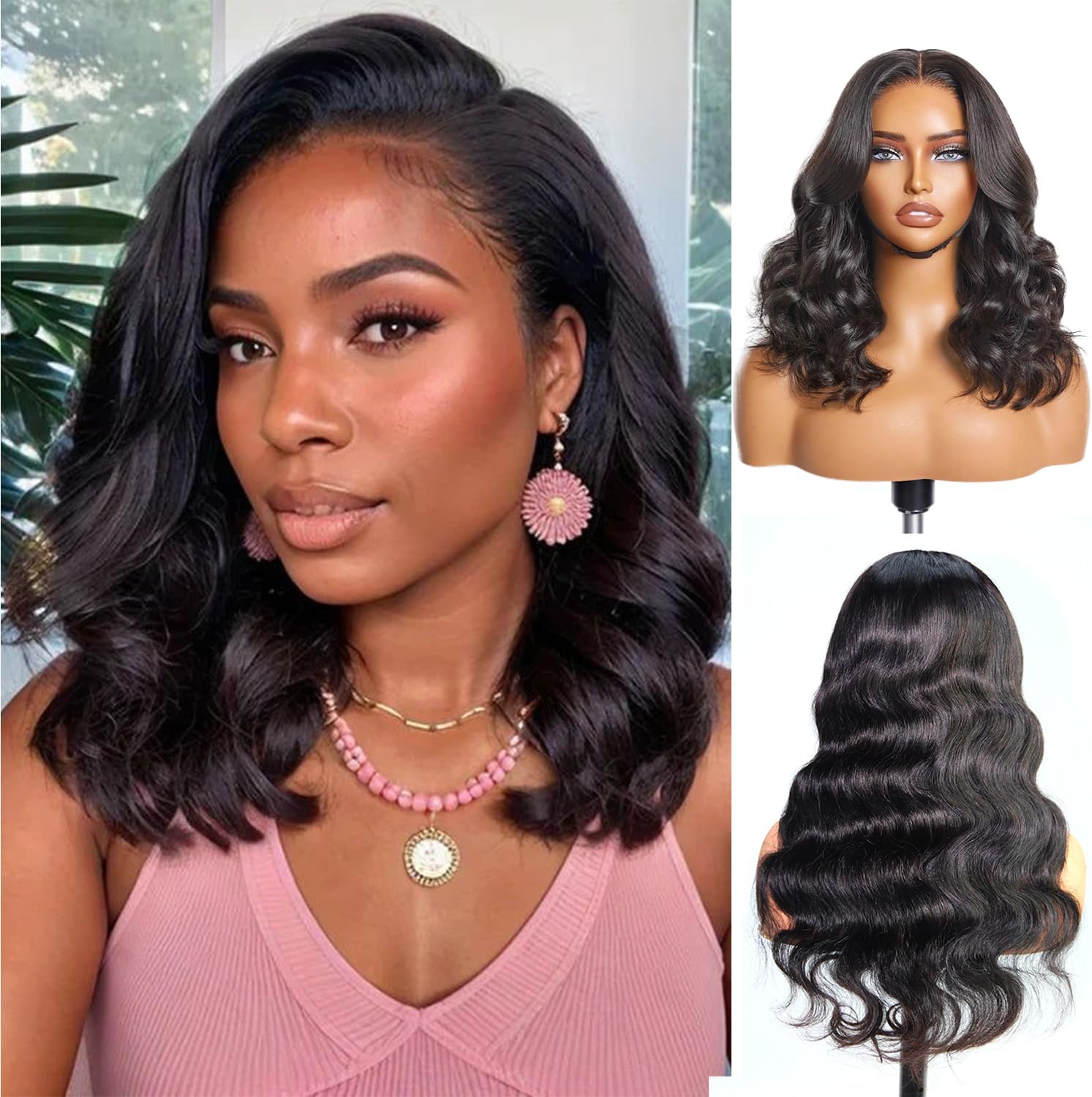 Amazon.com: BYYASAA U Part Human Hair Wig Body Wave U Part Wig Human Hair for Black Women ...