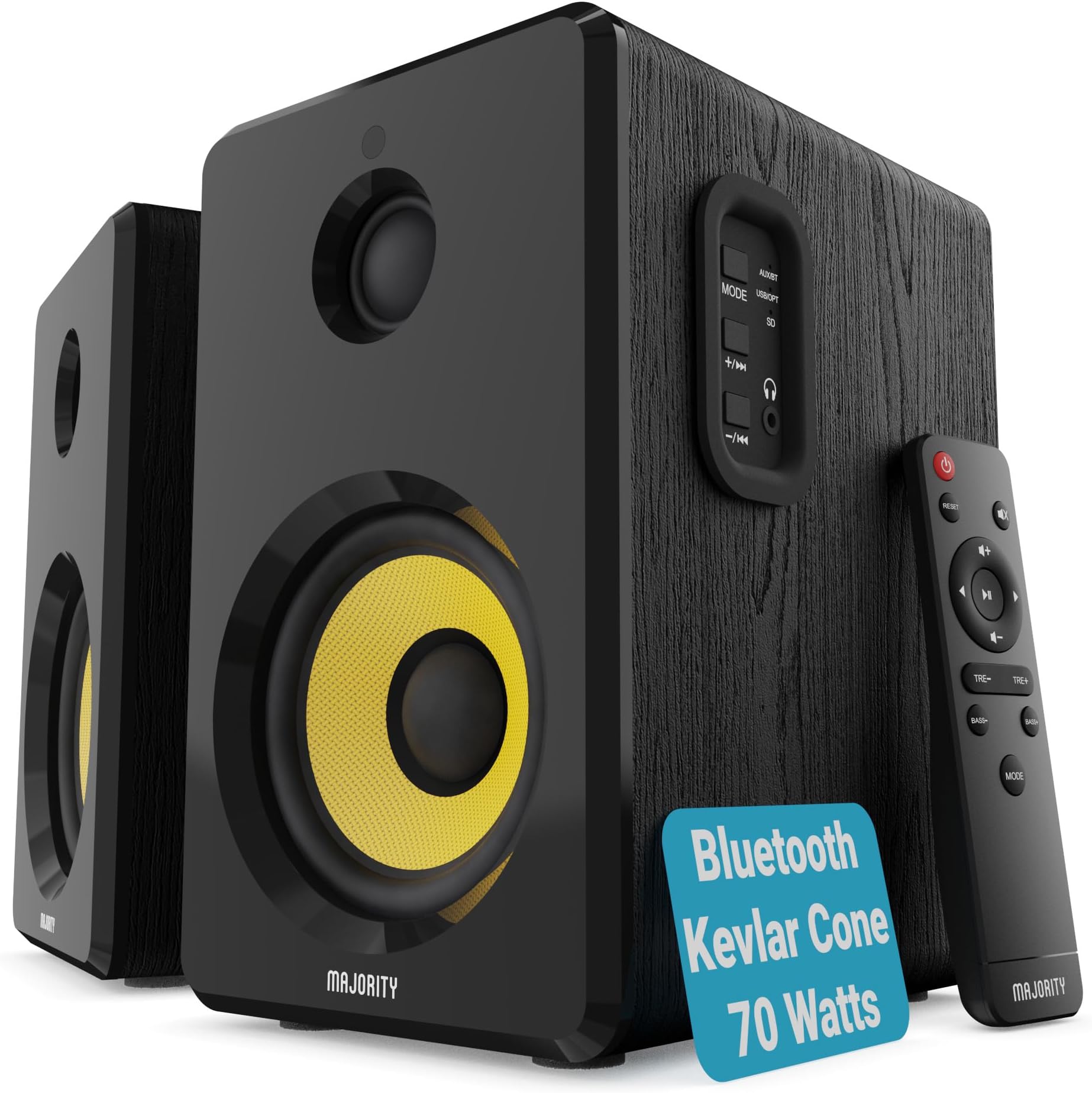 Sanyun SW208 3" Active Bluetooth 5.0 Bookshelf Speakers – 60W Carbon Fiber Unit - Built-in 24bit ...