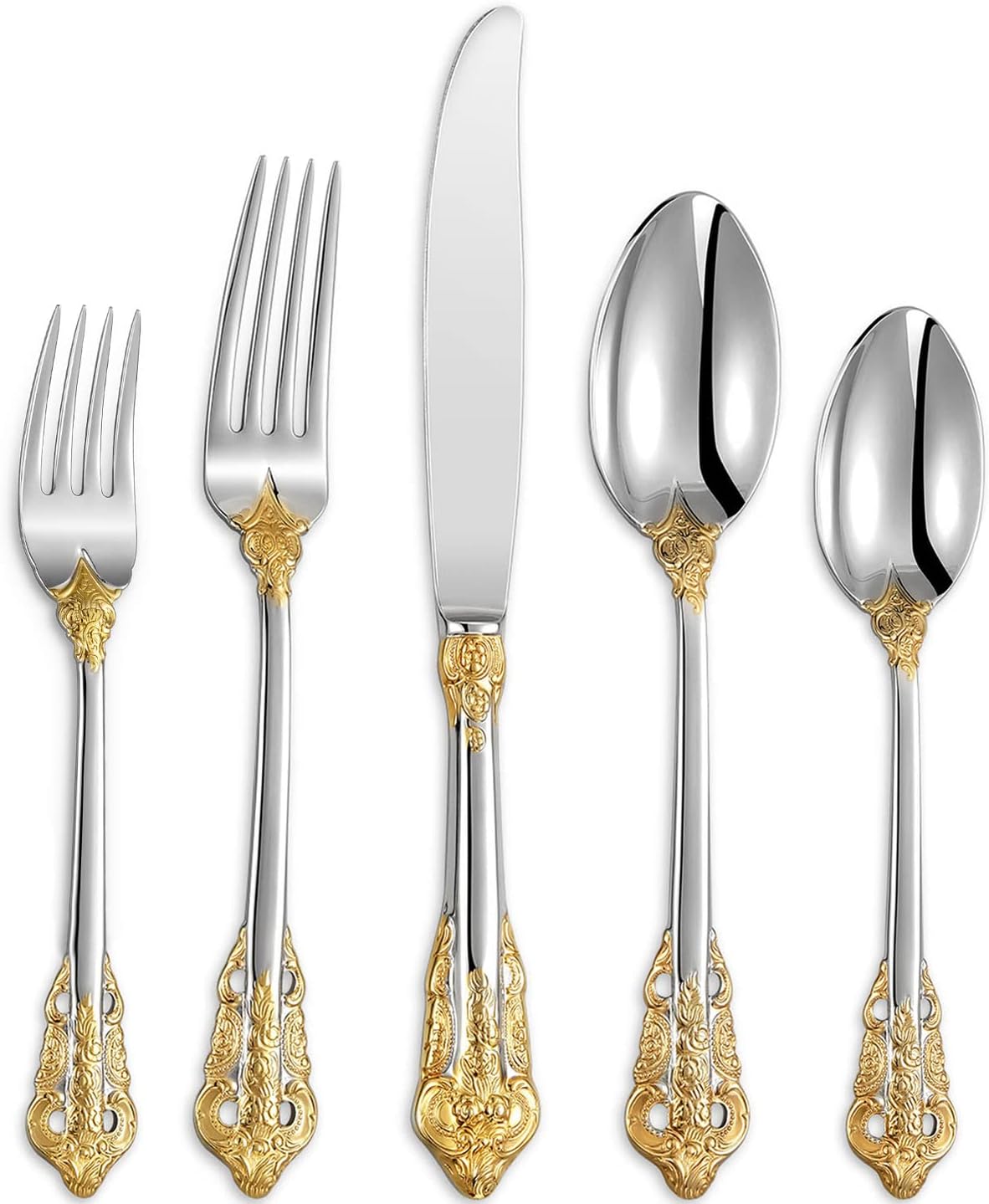 Amazon.com | Wallace Corsica Gold-Accent 65-Piece Flatware Set: Serving Sets