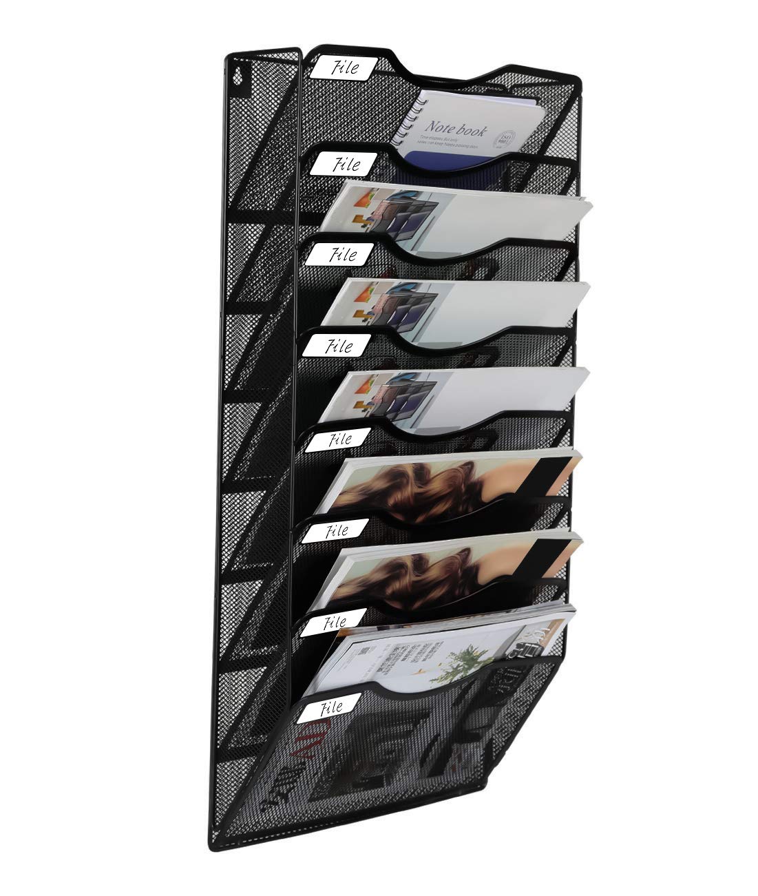 EasyPAG 8 Pocket Metal Wall File Holder Organizer Hanging Magazine Rack ...