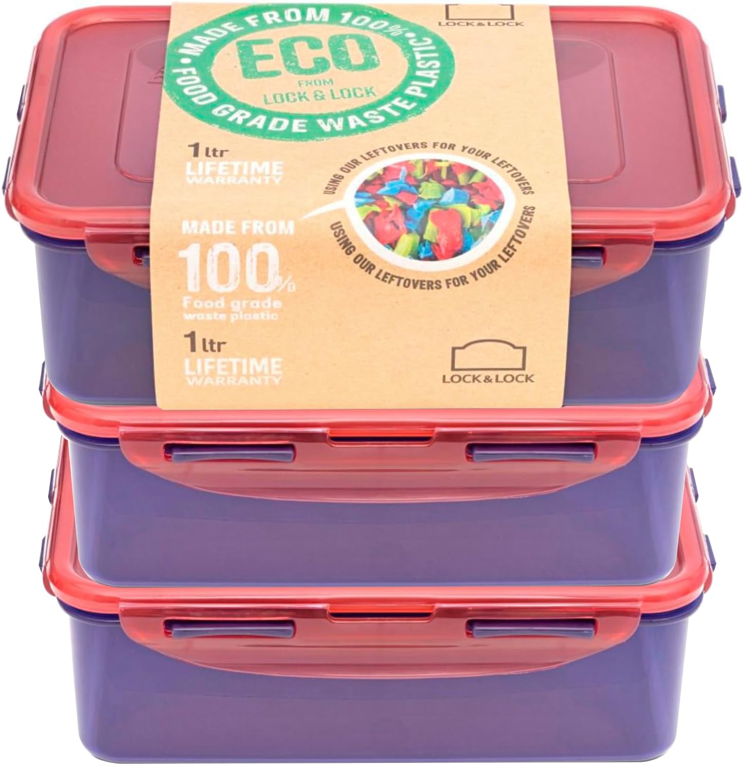 LocknLock Eco Food Storage Container Set of 2 with Lids - Rectangular ...
