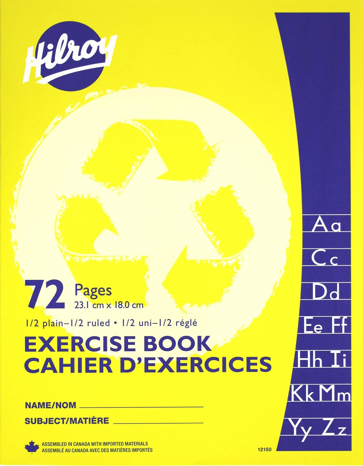 Exercise BOOK-9-1/8X7-1/8 1/2 Ruled,1/2 Plain : Amazon.ca: Office Products
