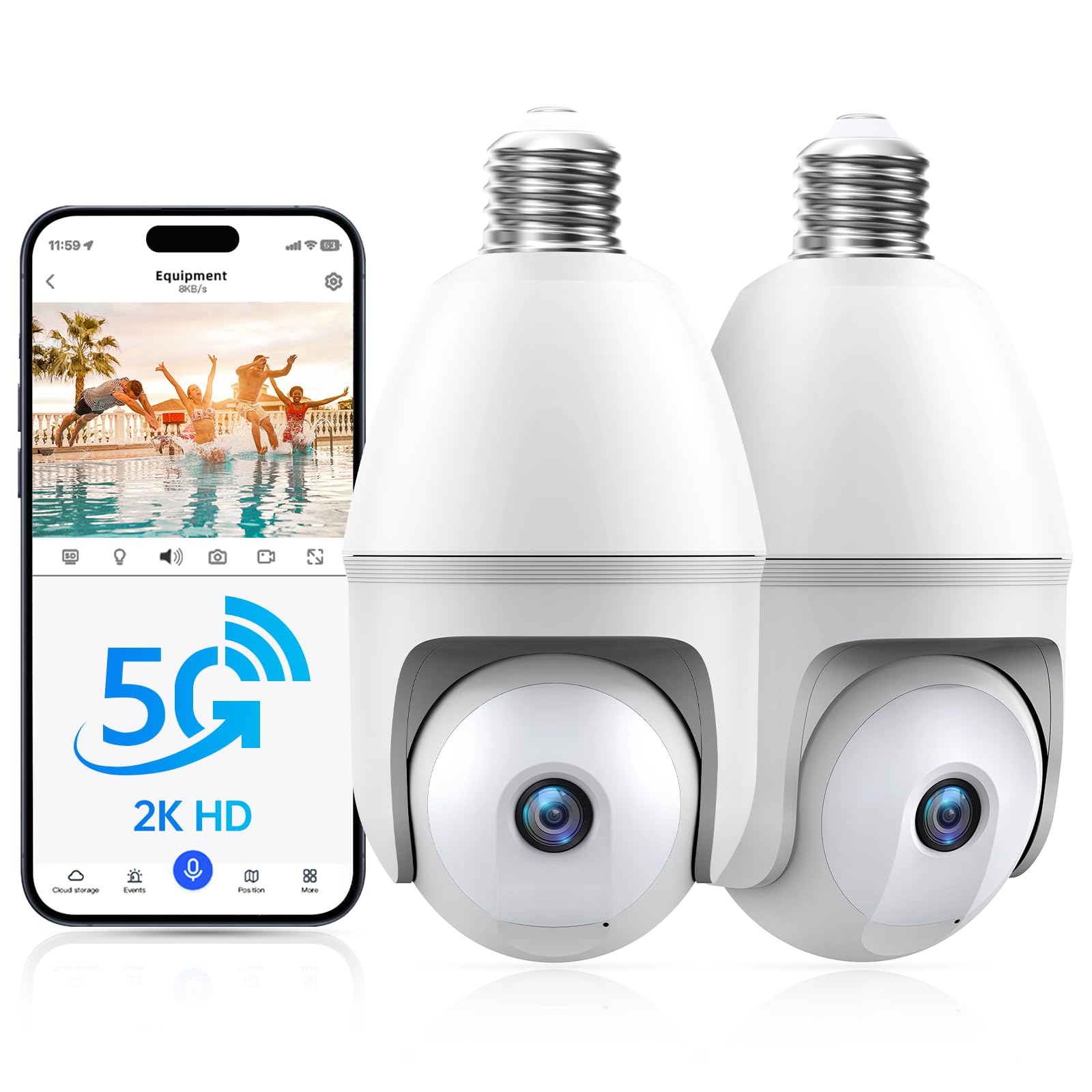 Wireless Porch Light Camera 5G& 2.4GHz WiFi Light Bulb Security Camera