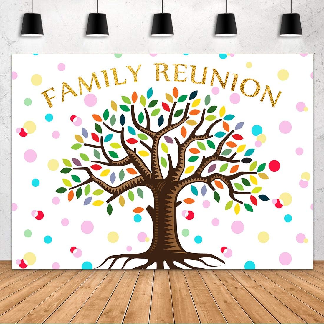 Amazon.com : FHZON Family Reunion Backdrop Colorful Leaves Party Tree ...