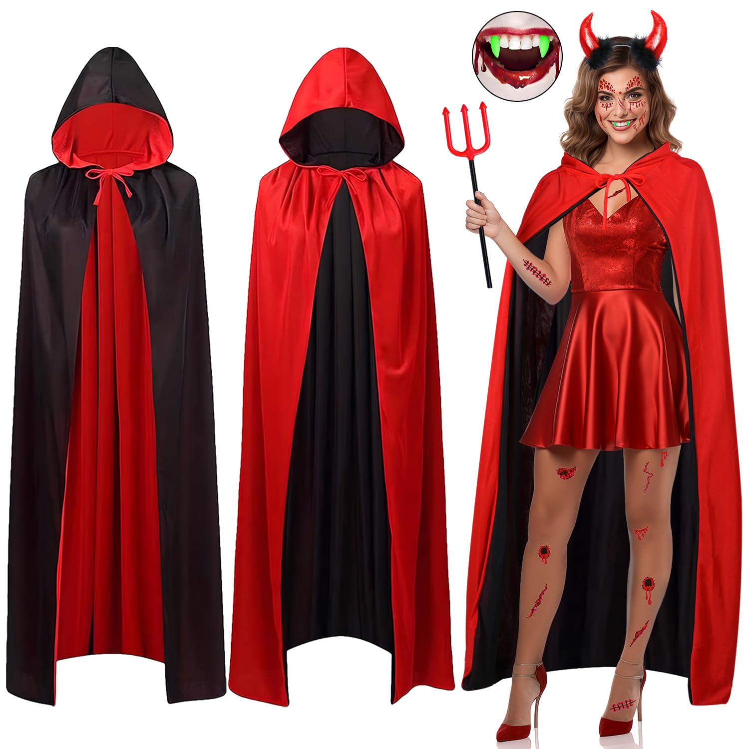 Amazon.com: MOVINPE Halloween Cloak Reversible Devil Costume ...