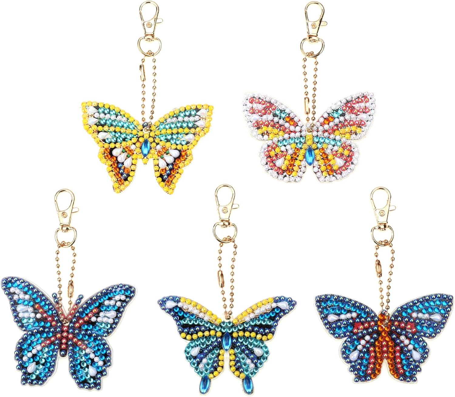 MWOOT 5Pcs 5D DIY Butterfly Diamond Pasted Painting Keychain Kit ...
