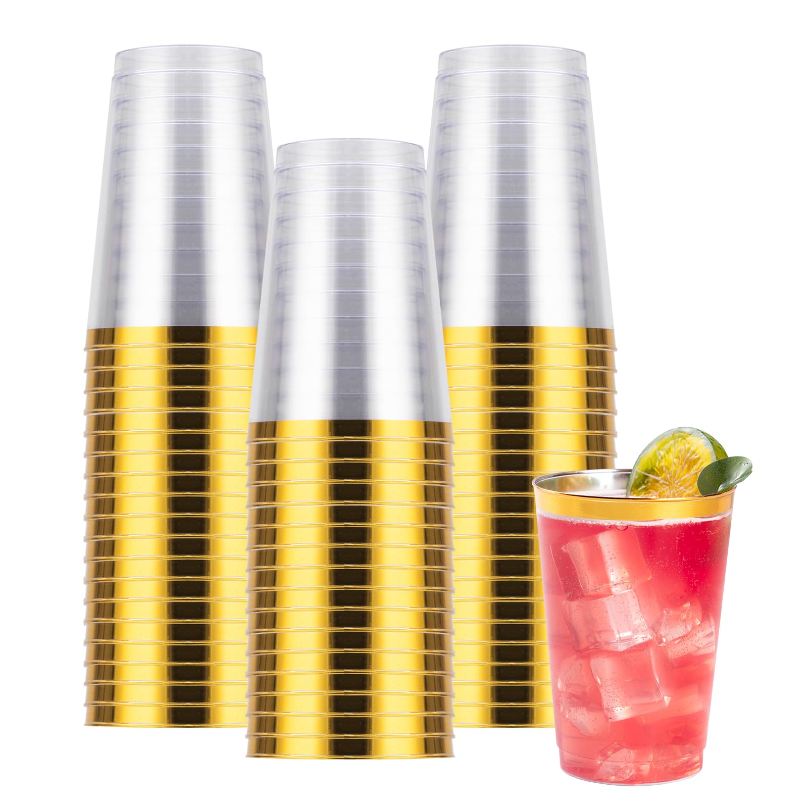 Amazon.com: Goodluck 50PCS 12oz Gold Plastic Cups for Party, Disposable ...