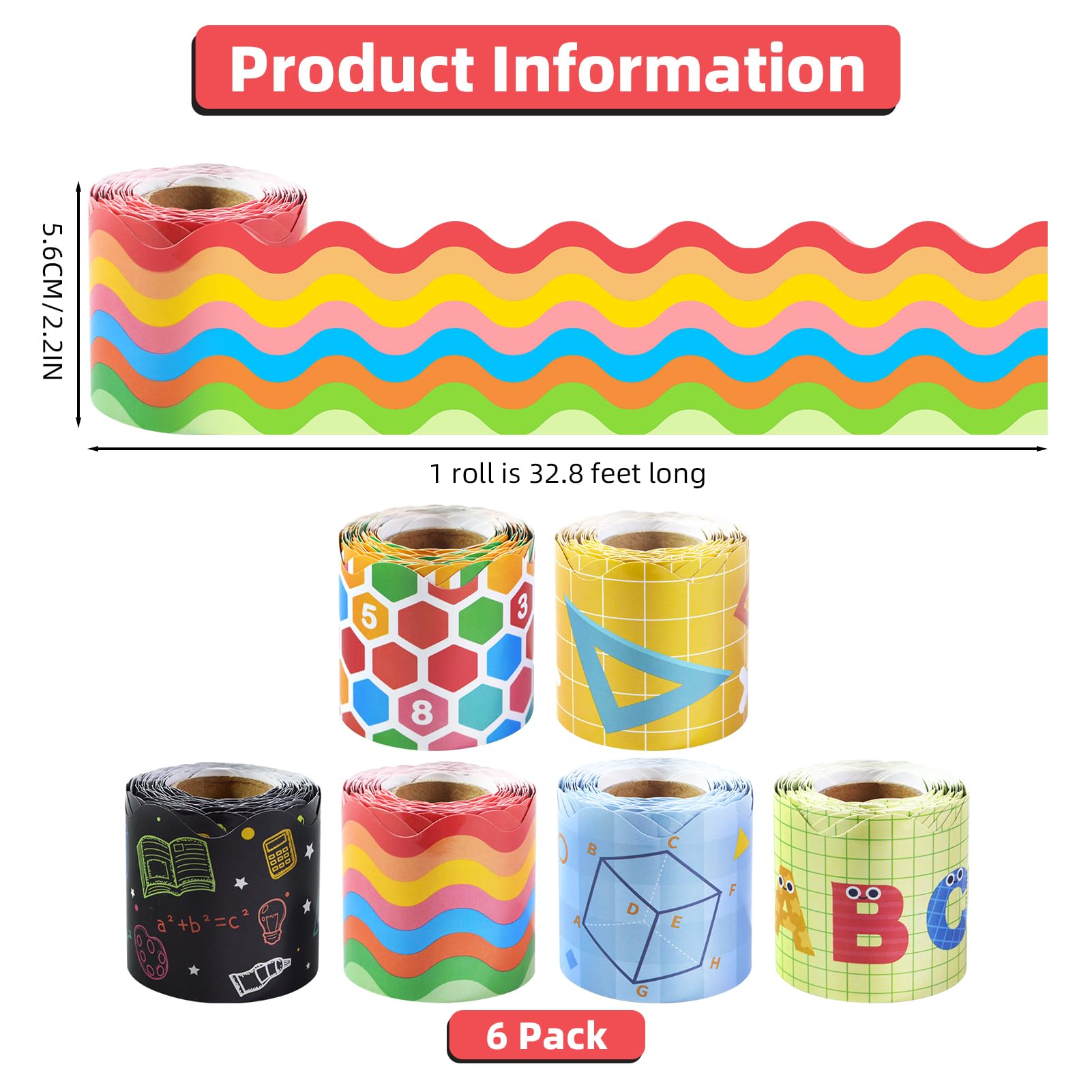 Snapklik.com : 6 Rolls 196.8 Ft Decorative Math Bulletin Board Borders ...