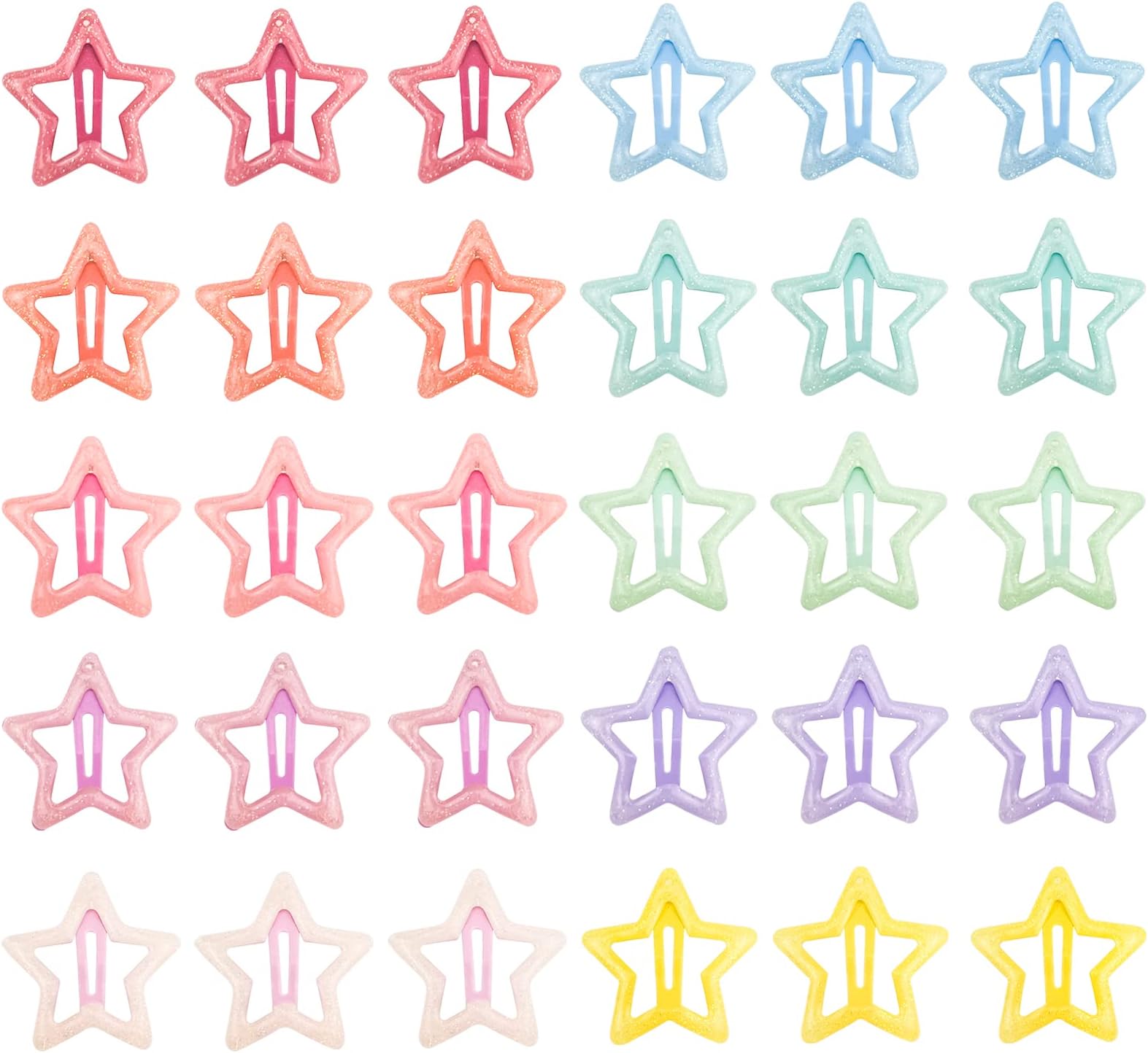 Amazon.com : 20 PCS 1.22 inches Star Hair Clips Snap Star Hair ...