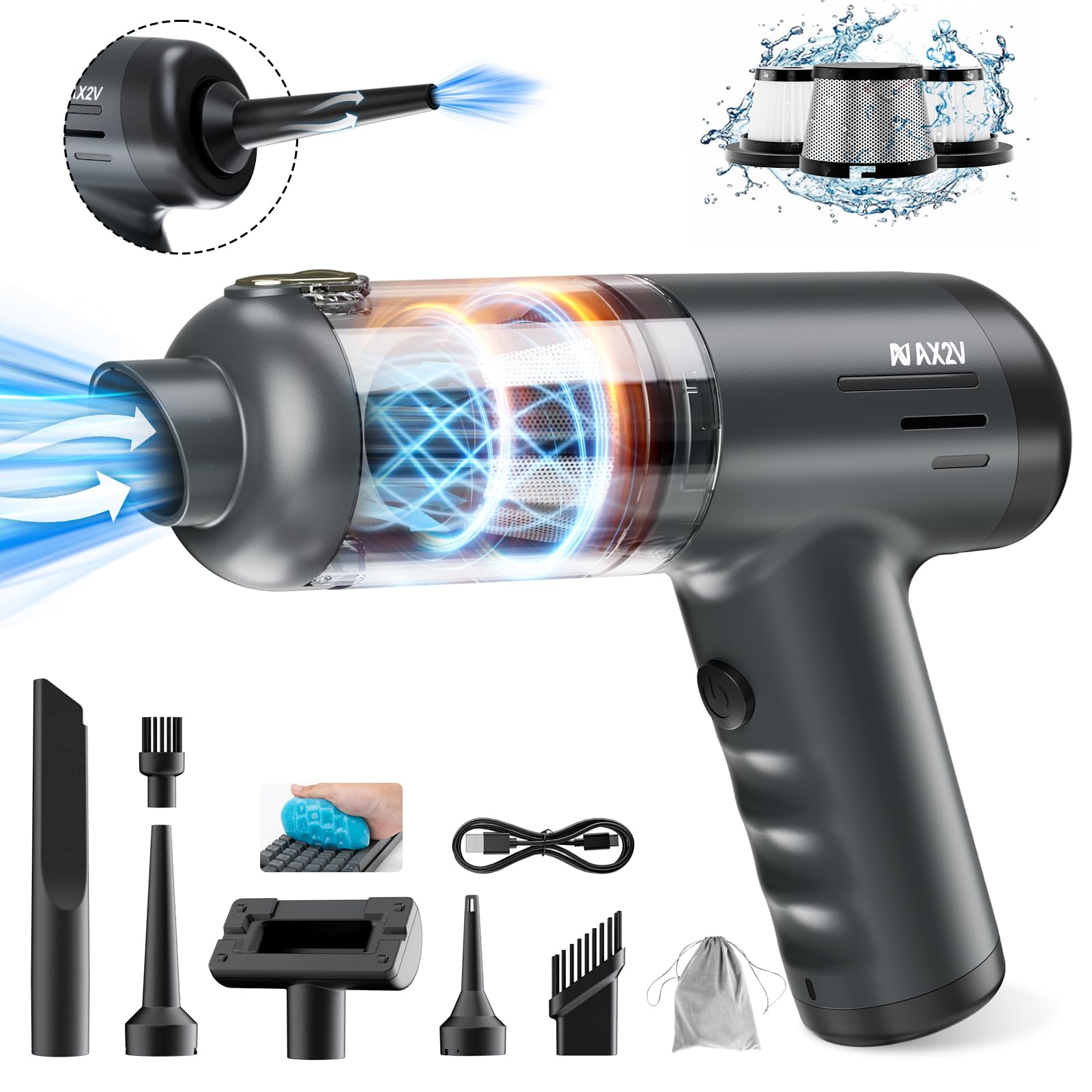 Amazon.com: AX2V Handheld Vacuum Cordless Rechargeable - 4 in 1 ...