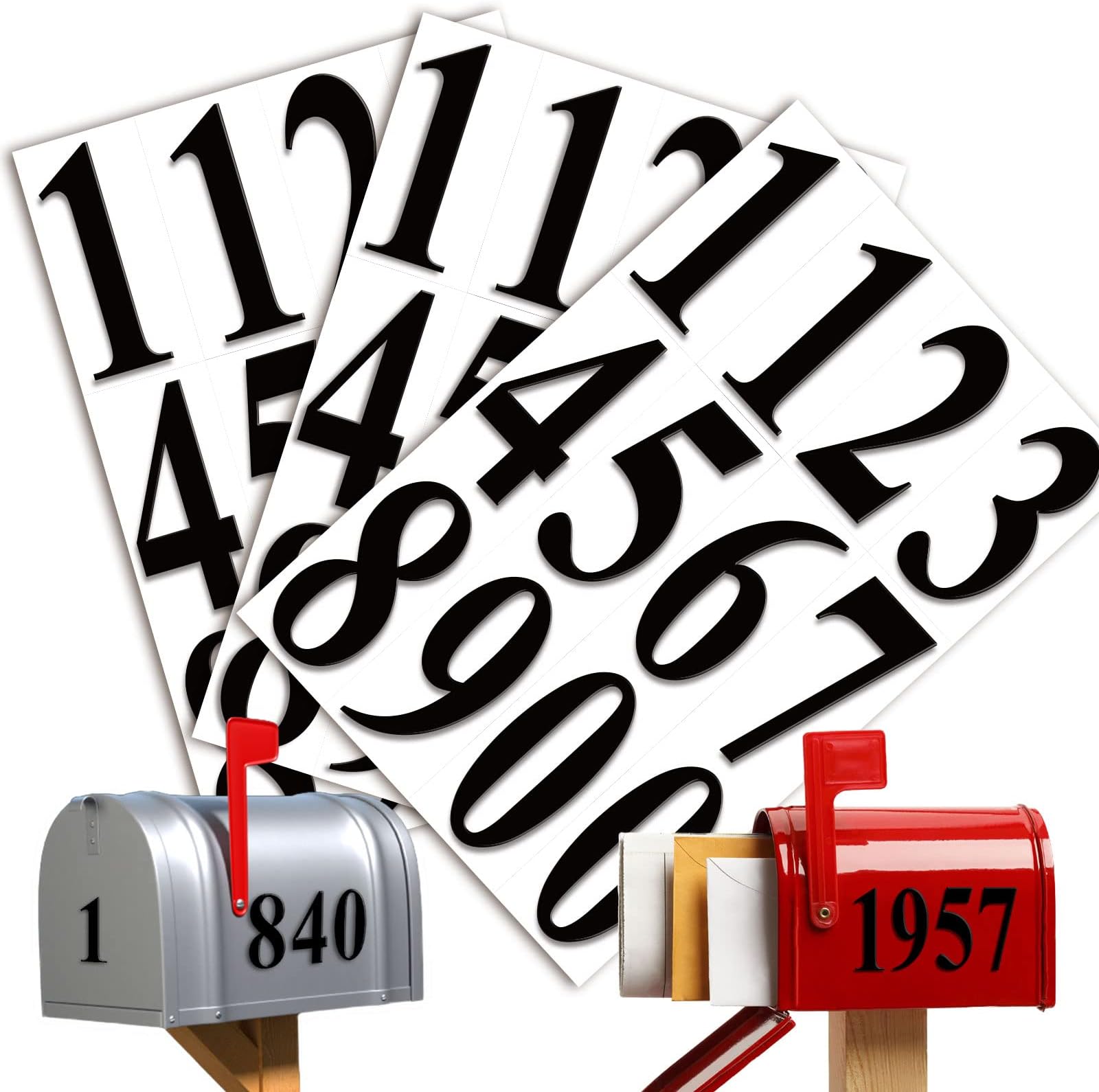 Amazon.com: Die Cut Black Vinyl Numbers Stickers 3 Inch Self Adhesive ...