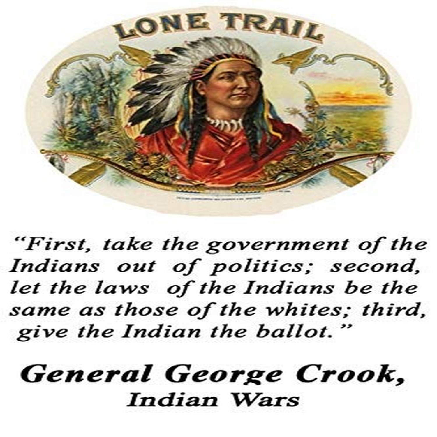 Buy Lone Trail Native American Cigar Label The bust of a noble Indian ...