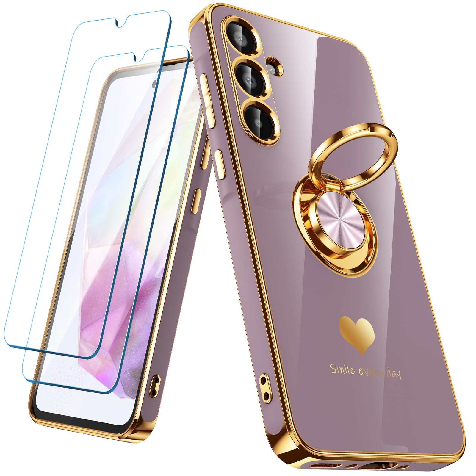 Amazon.com: Nonional for Samsung Galaxy A35 5G Case with 2 Pack Screen Protector, 360° Rotatable ...