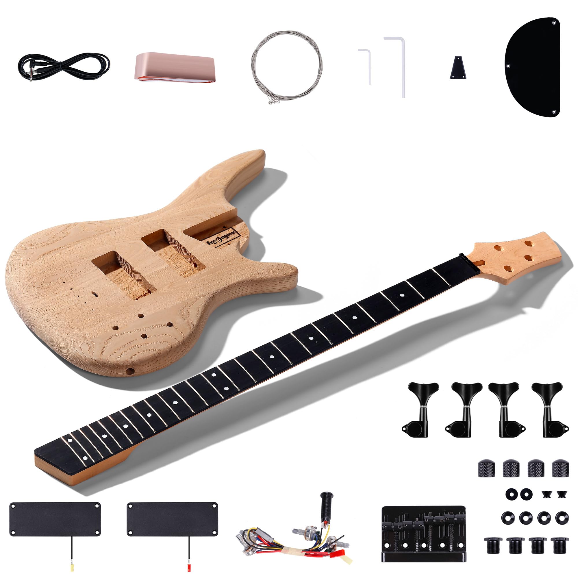 Amazon.com: Leo Jaymz DIY Electric Bass Guitar Kits -Roasted Ash Body ...