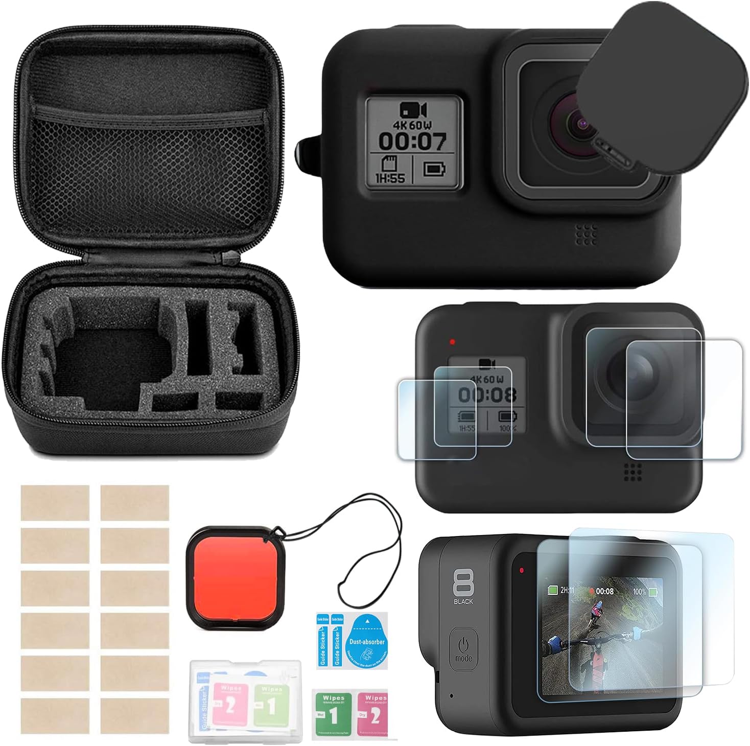 Nasjac Estuche Funda Impermeable para GoPro, Kit de Accesorios para ...