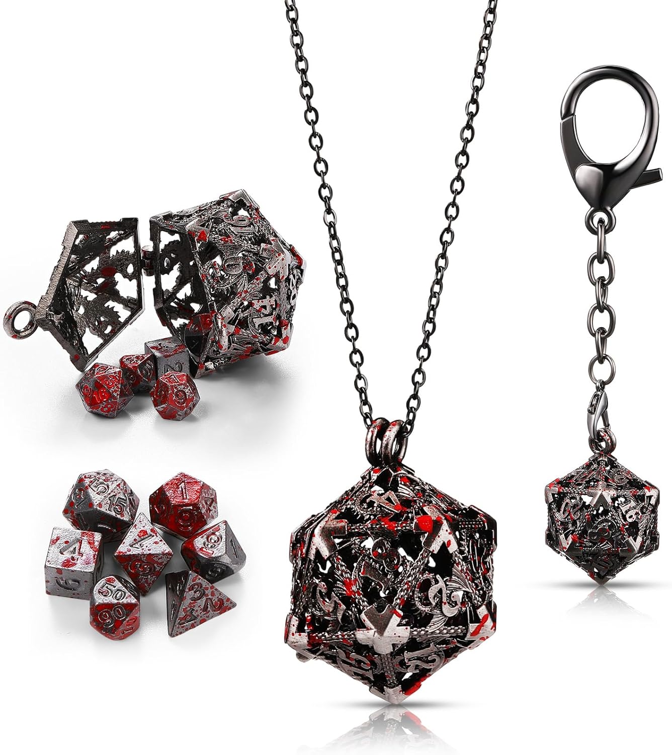 Amazon.com: RoundFunny Bloodstained Mini Dice Set Tiny Polyhedral Metal ...