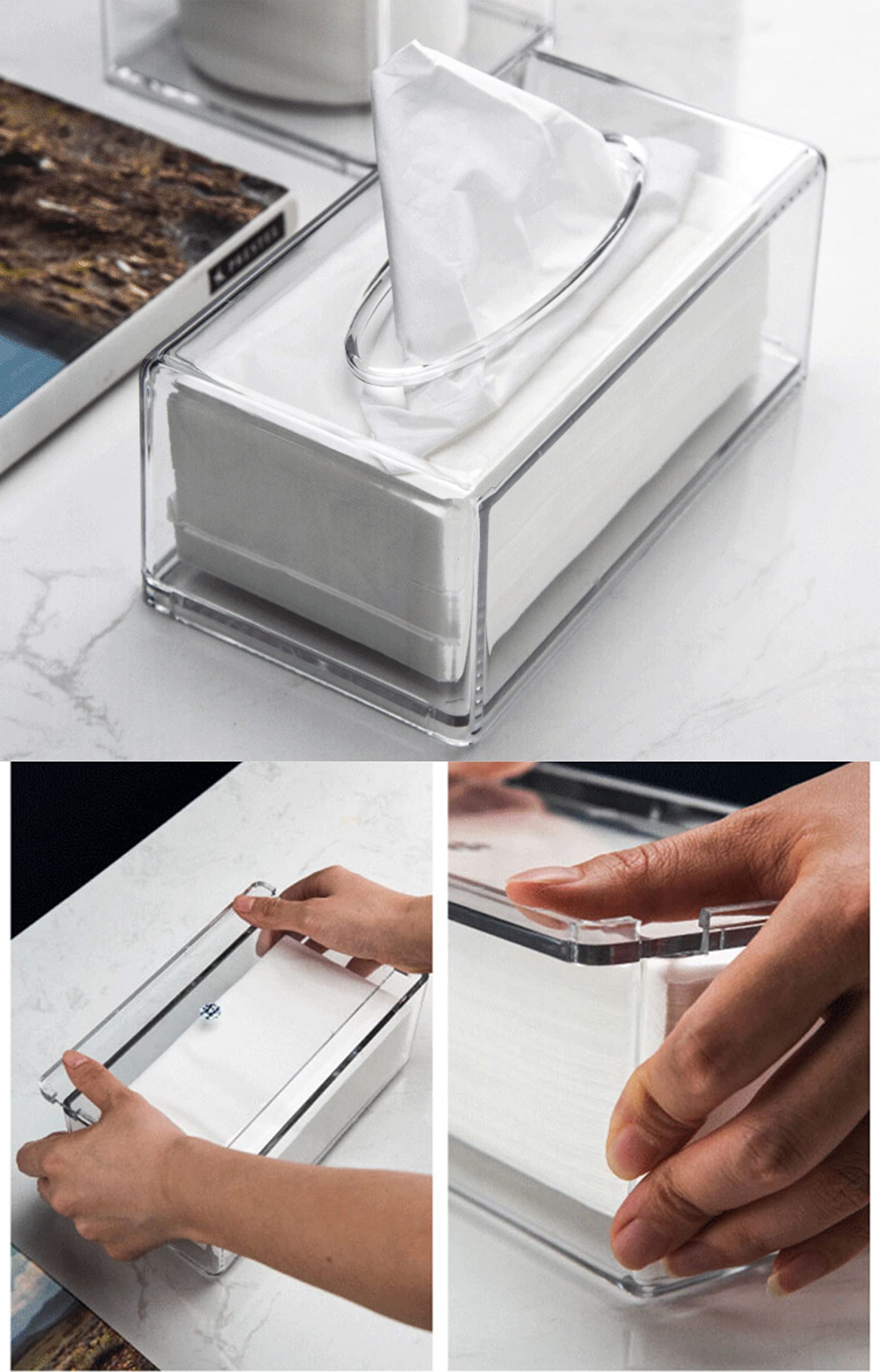 Cq acrylic Tissue Box Holder with Cover Rectangular,Facial Tissue ...