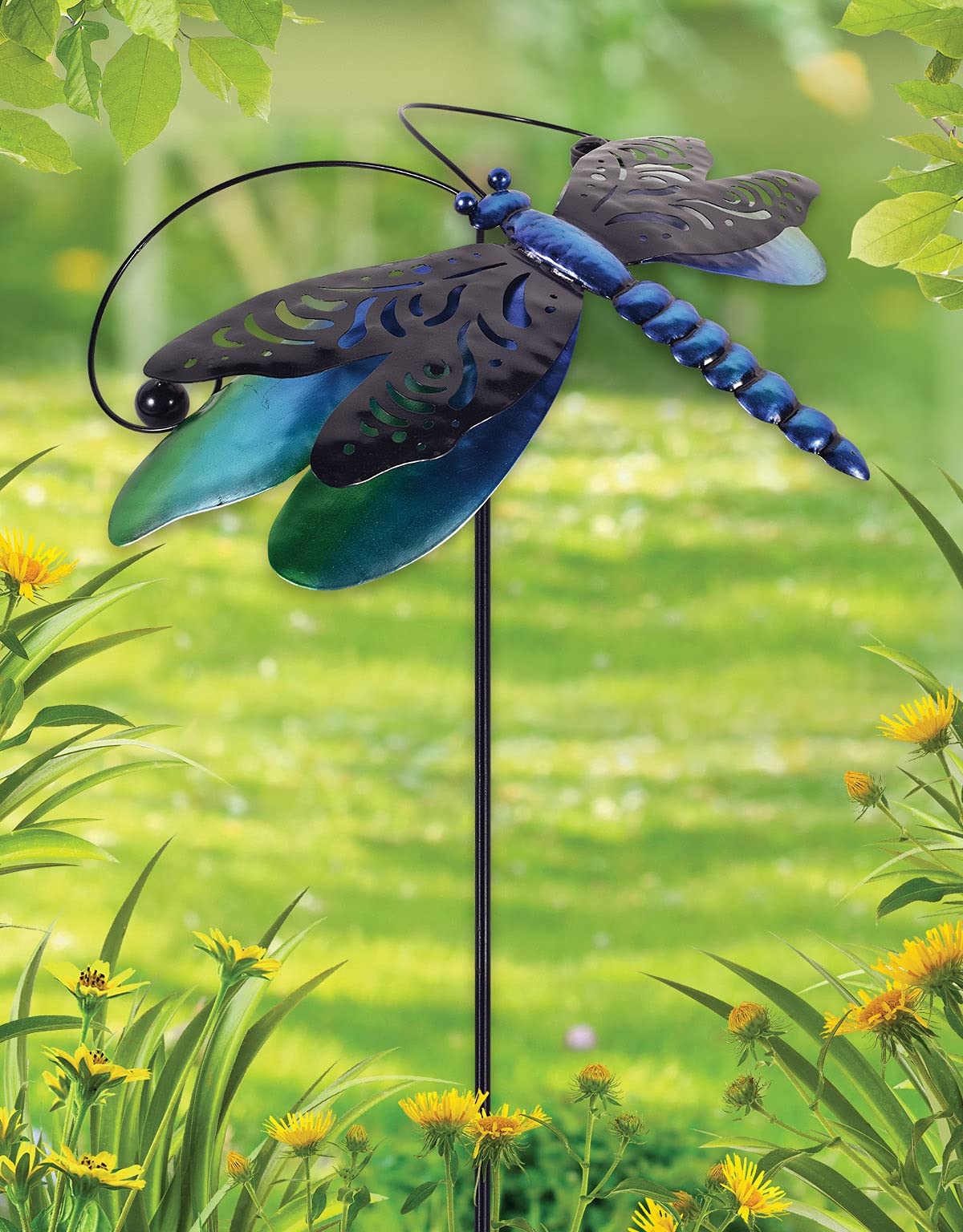 Balancing Yard Ornaments Distressed Rust Spinning Garden Stakes (Set