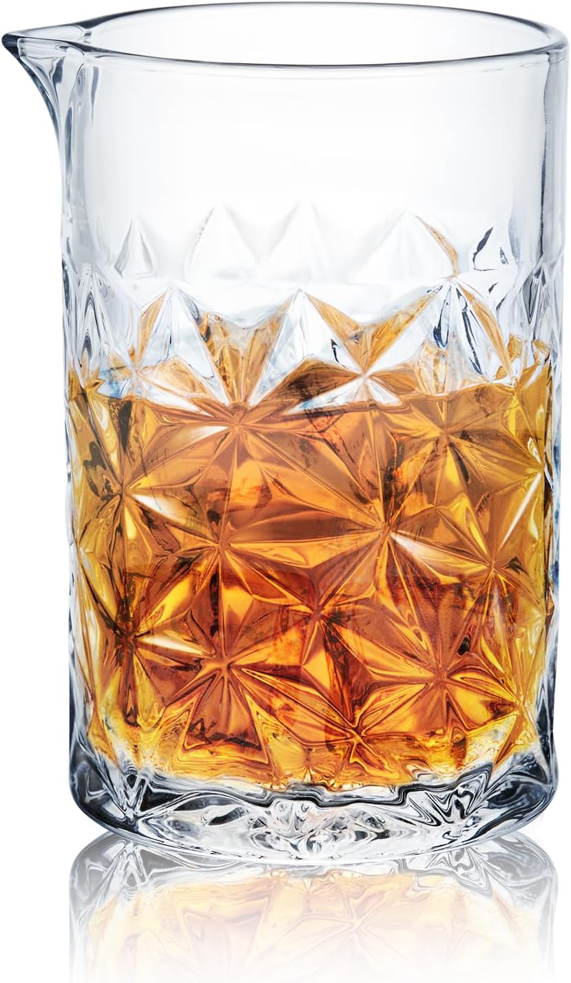 Amazon.com | Cocktail Mixing Glass - Honeycomb Hammered Bar Mixer ...