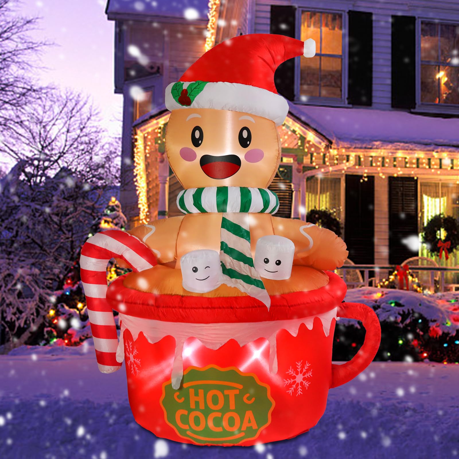 Amazon.com: MUMTOP 6 FT Christmas Inflatables Gingerbread Man in Hot ...