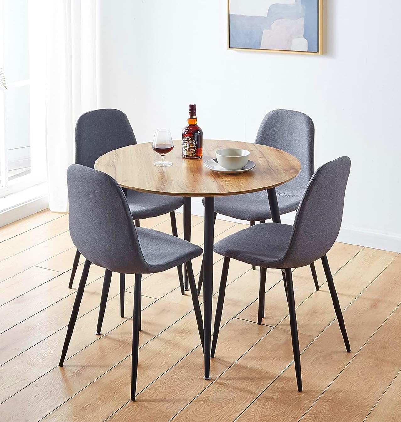 Hallowood Furniture Cullompton Small Round Dining Table and Chairs Set ...