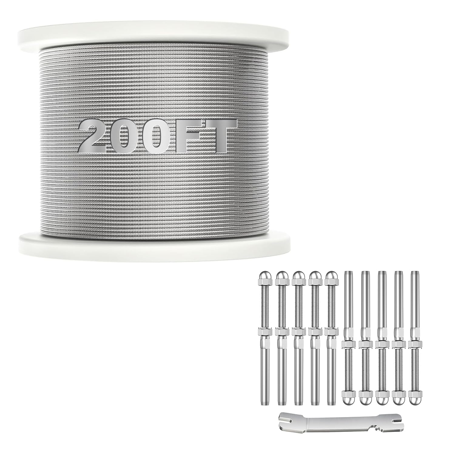 BLIKA 200FT 1/8" Deck Railing Cable and 10 Pack Cable Railing Swage ...