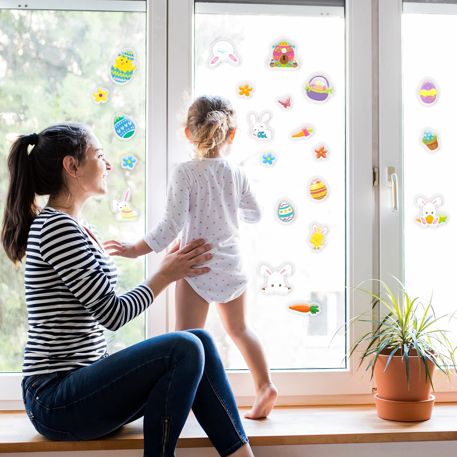 Snapklik.com : Multicolor Easter Thick Gel Clings, Vinyl Window Decals ...