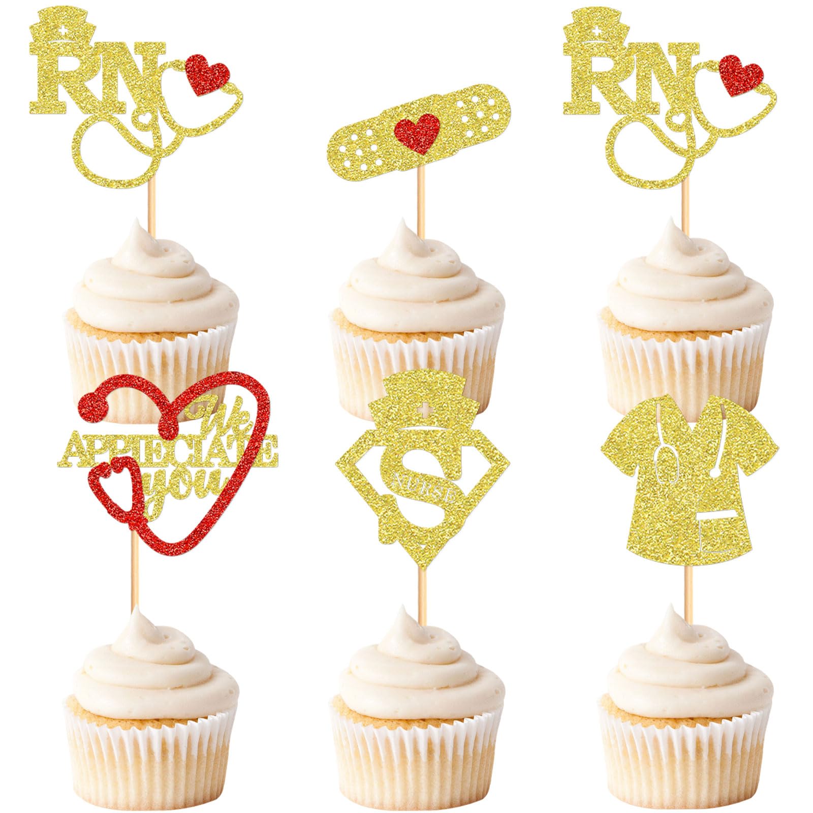 Amazon.com: Keaziu 35 Pack Nurse Cupcake Toppers Best Nurse Ever Happy ...