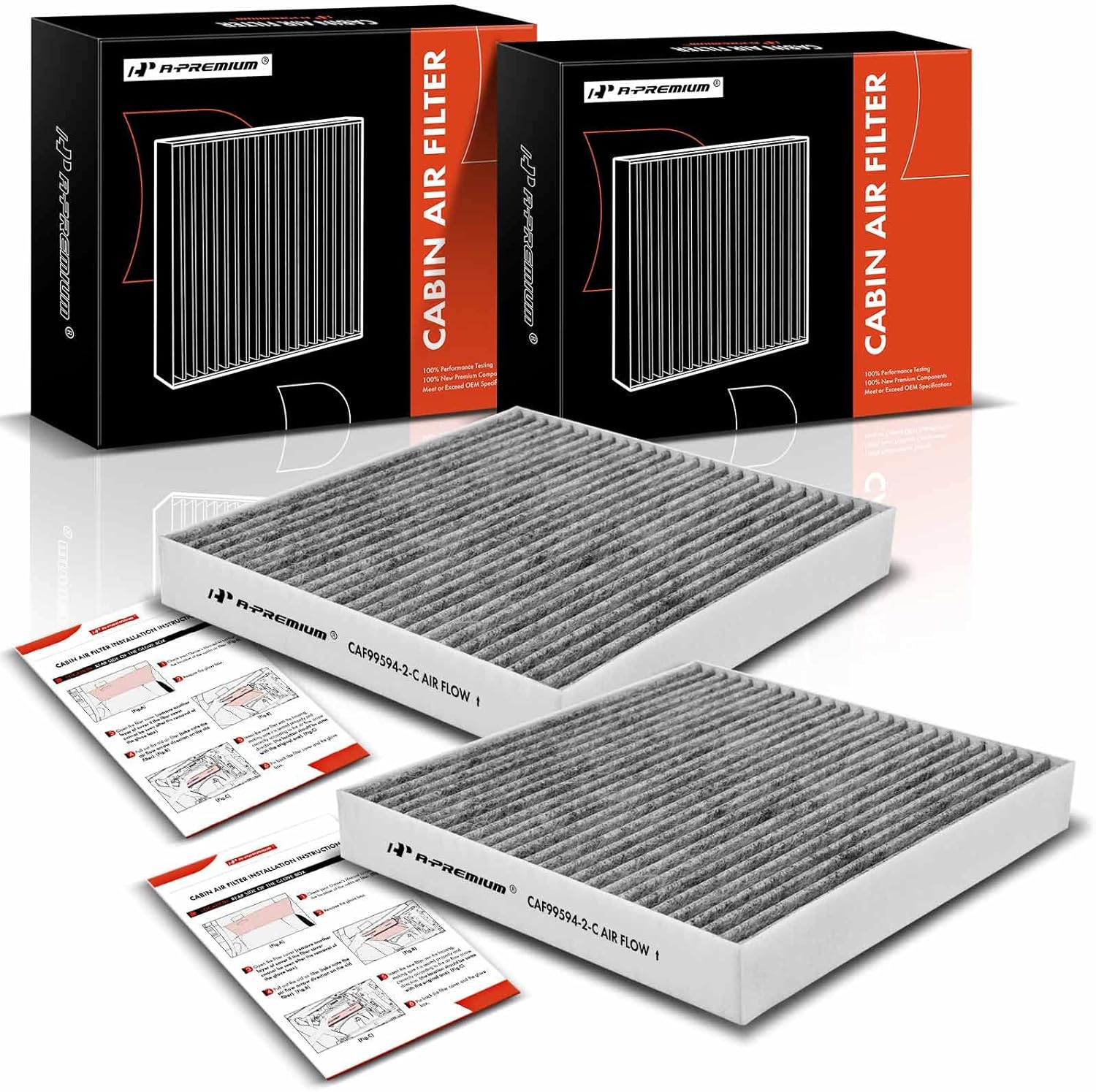 A-Premium 2-PC Cabin Air Filter with Activated Carbon Compatible with ...