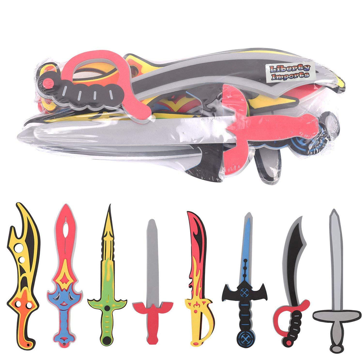 Buy Liberty Imports Foam Swords 8 Pack Weapons Toy Set for Kids | 8 ...