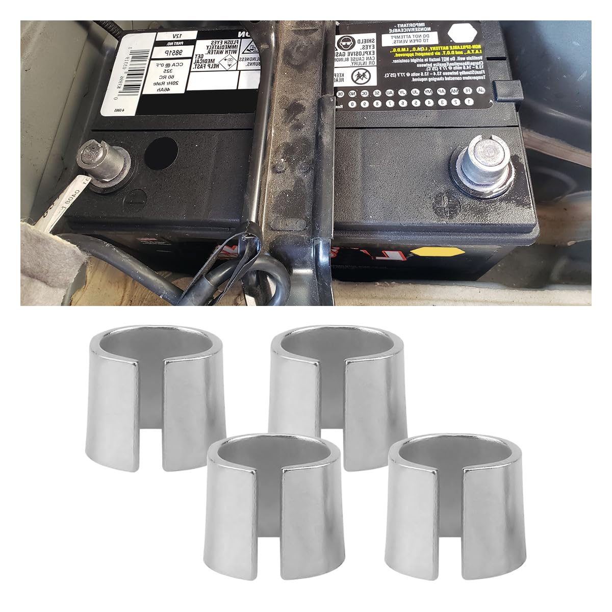 Snapklik.com : 2 Pair Battery Post Shims, Pure Lead Anode Cathode ...