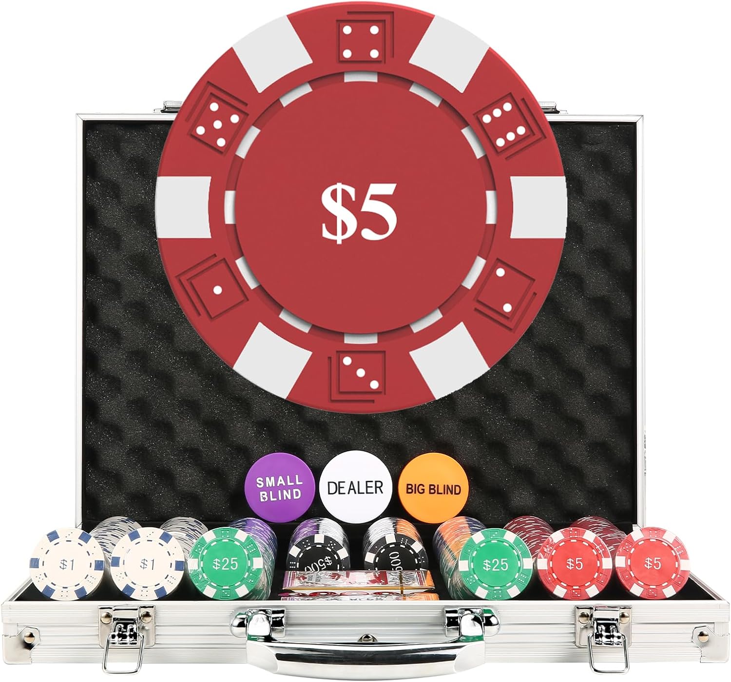 Poker Chips Set with Denominations, HEITOK 500PCS 11.5 Gram Numbered ...