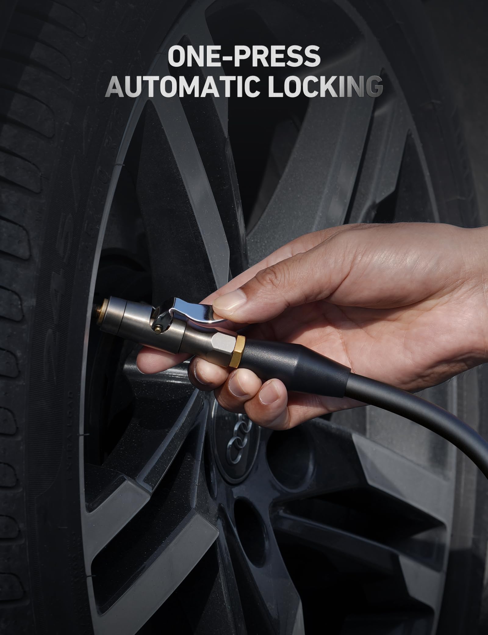 AstroAI Air Chuck, No Air Leakage Double Teeth Lock on Tire Chuck Close ...