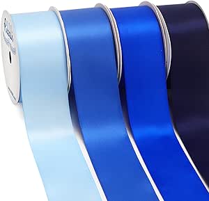Amazon.com: Ribbli Blue Satin Ribbon 1-1/2 Inch x 4 Rolls Total 40 ...