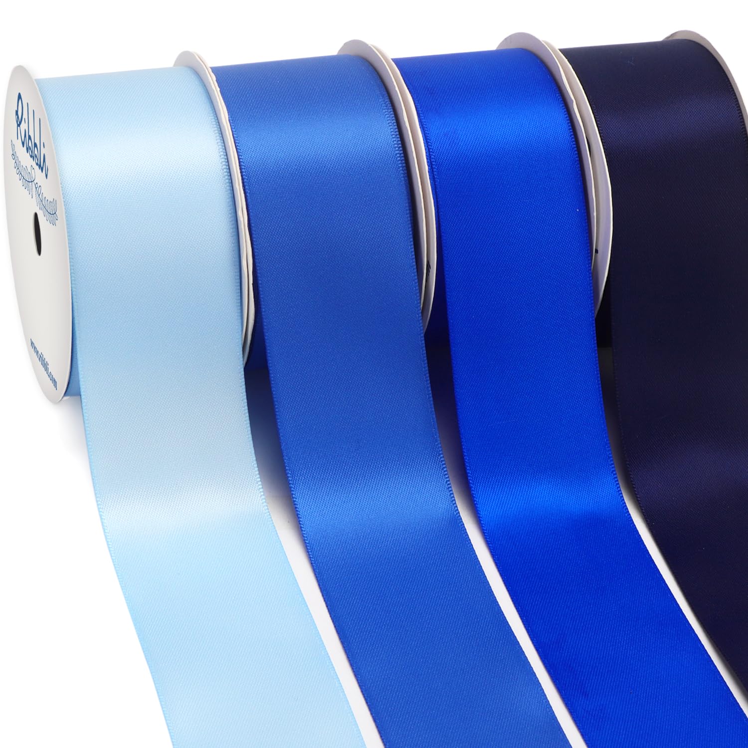 Amazon.com: Ribbli Blue Satin Ribbon 1-1/2 Inch x 4 Rolls Total 40 ...